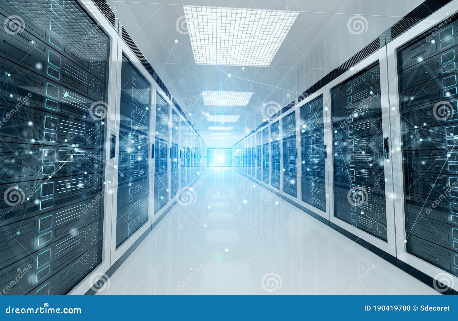 Connection Network in Servers Data Center Room Storage Systems 3D ...