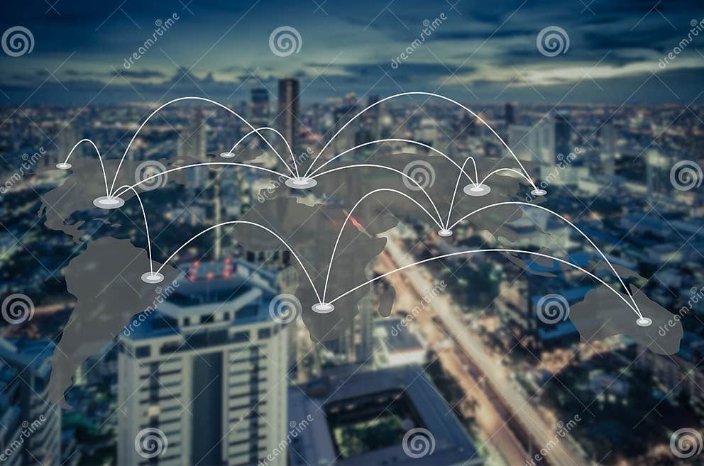 Connection and Network System Concept Stock Image - Image of blue ...