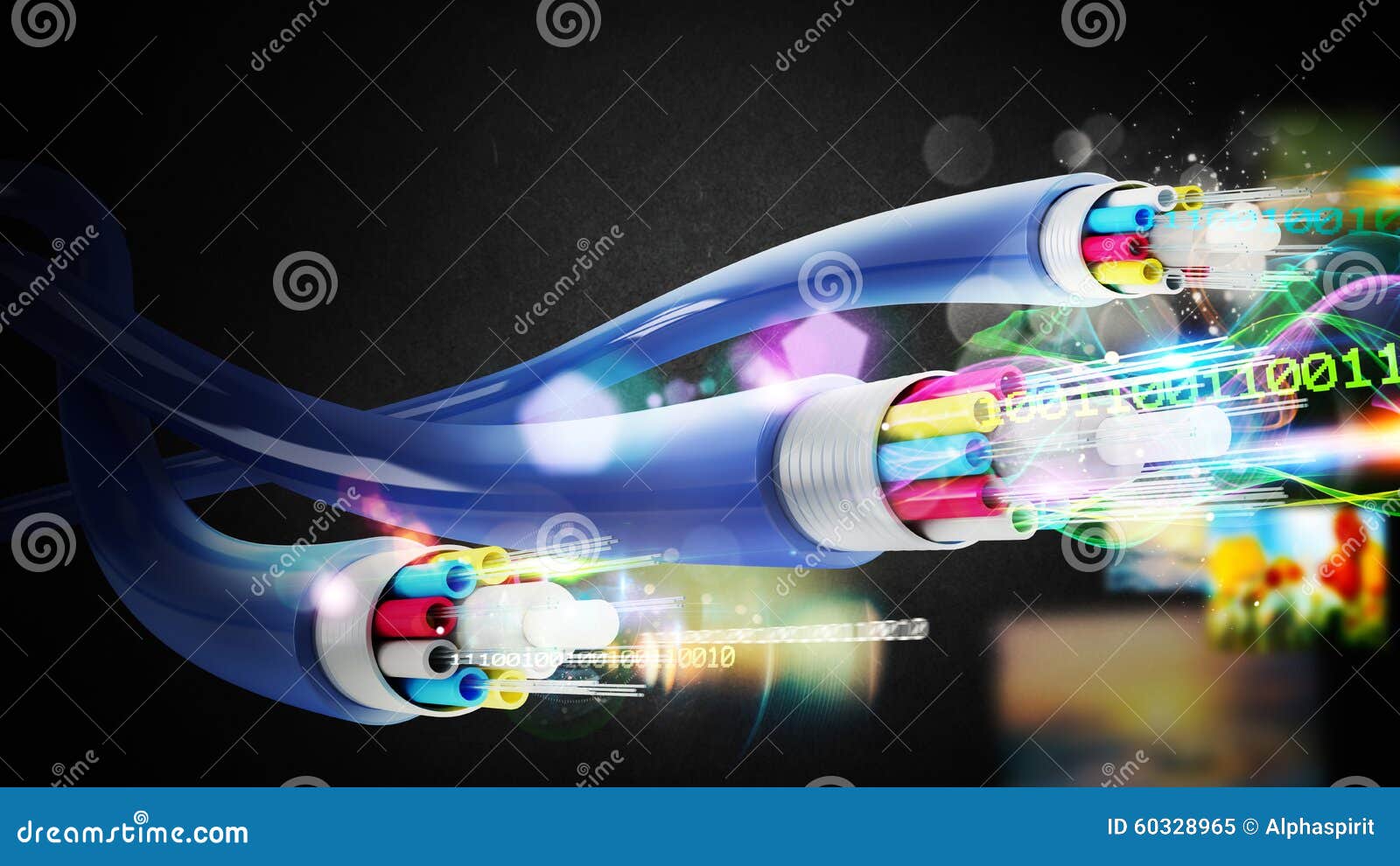 Connection with the Optical Fiber Stock Illustration - Illustration of ...