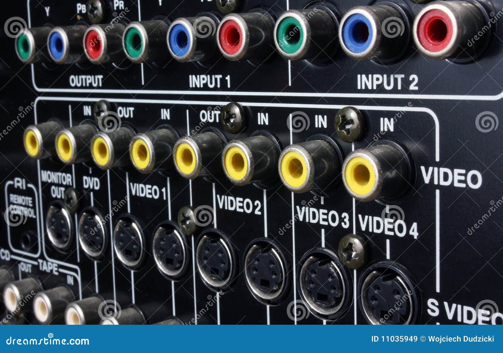 Connection panel stock image. Image of jack, yellow, back - 11035949