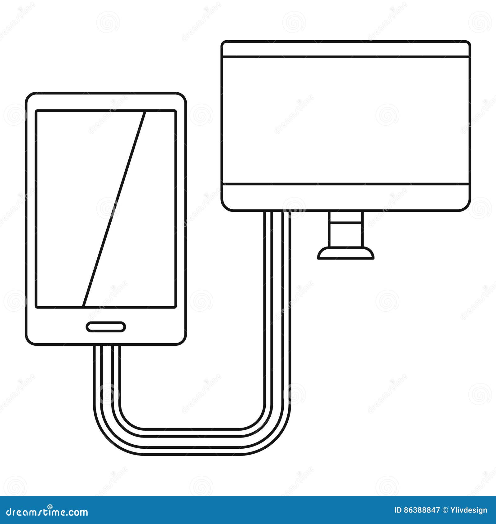Connection Phone Icon, Outline Style Stock Vector - Illustration of ...