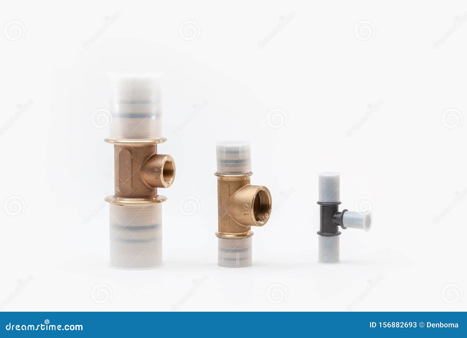 Connection Pieces for Water Pipes Stock Image - Image of brass, copper ...