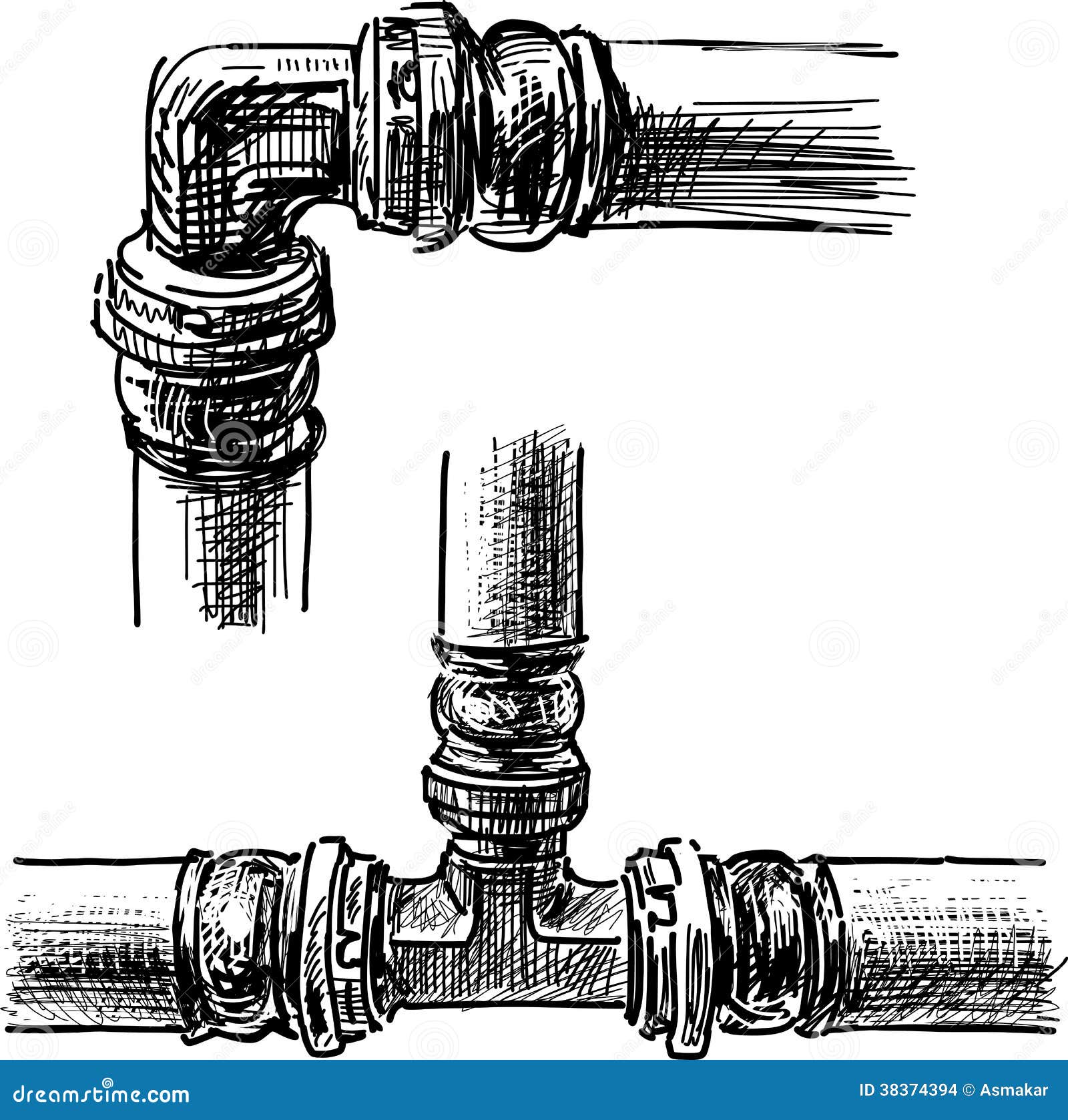 Connection of pipes stock vector. Illustration of connections - 38374394