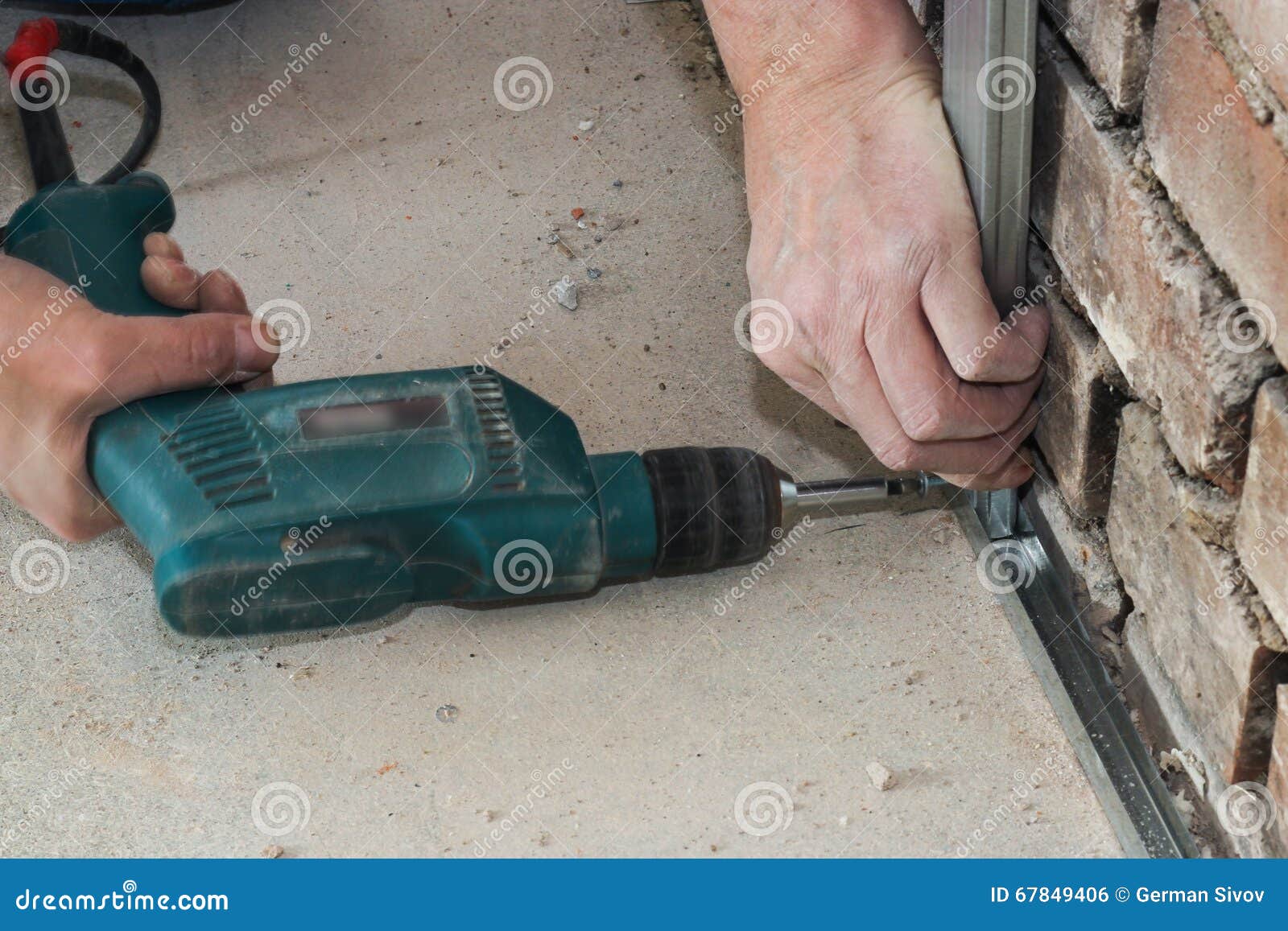 Connection Plasterboard with the Guide Rack Screws. Stock Photo - Image ...