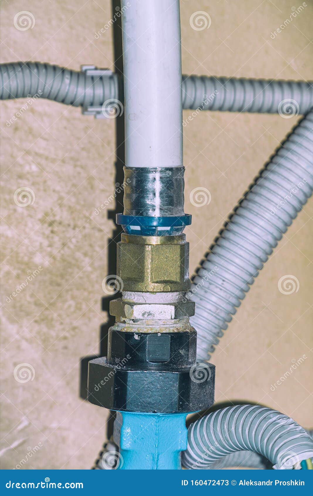Connection of Plastic Pipes through the Coupling Stock Image - Image of ...