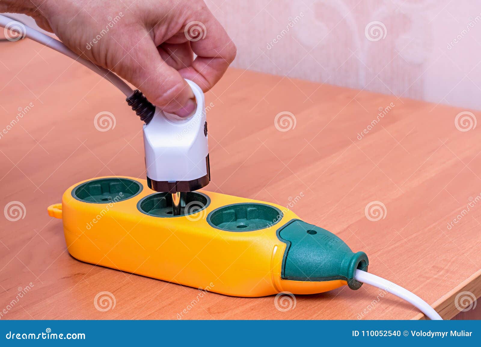 Connection of the Plug To the Outlet, Electrical Work, Connectio Stock ...