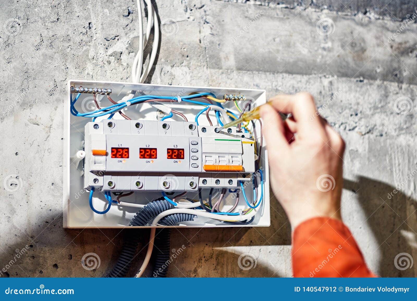 Connection of the Power Supply System of Electricity Stock Photo ...