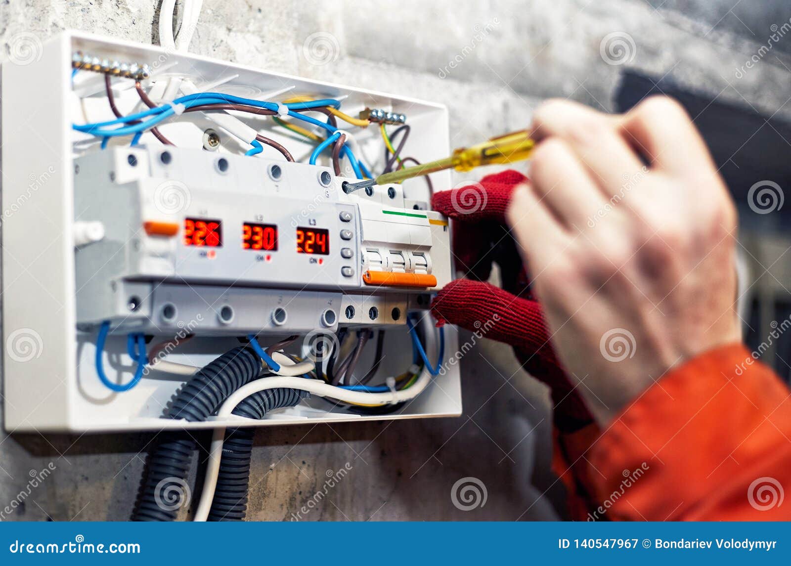 Connection of the Power Supply System of Electricity Stock Image ...