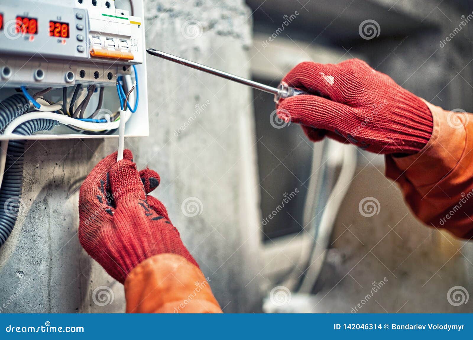Connection of the Power Supply System of Electricity Stock Photo ...