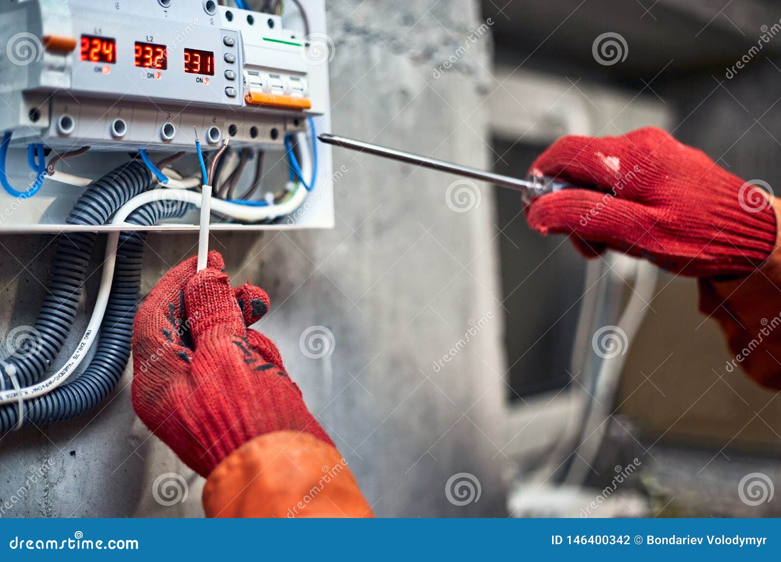 Connection of the Power Supply System of Electricity Stock Photo ...