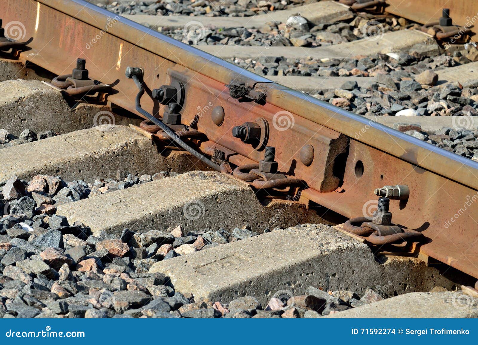 Connection of rails stock photo. Image of sleeper, sleepers - 71592274