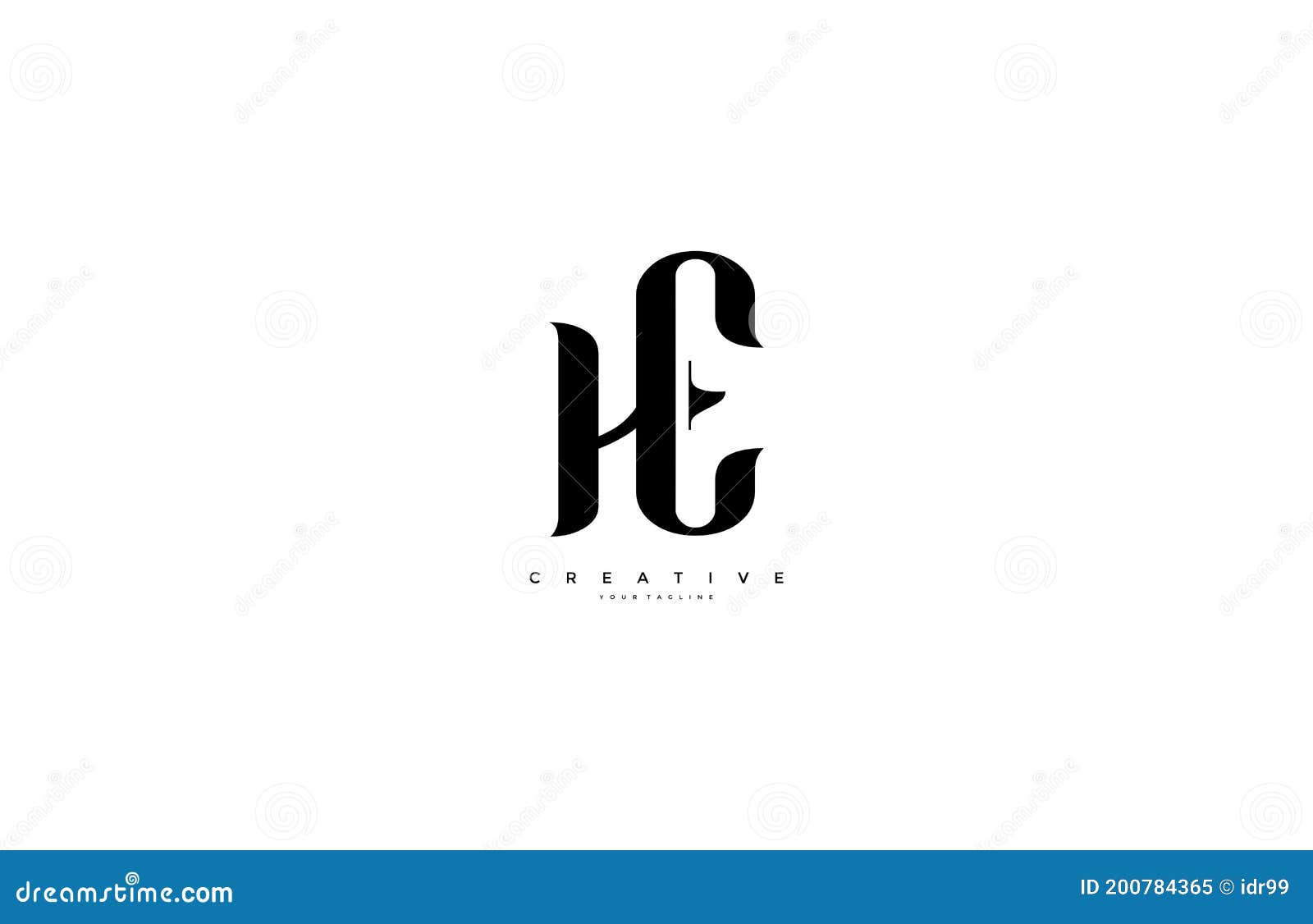 He Connection Simple Monogram Logo Stock Illustration - Illustration of ...
