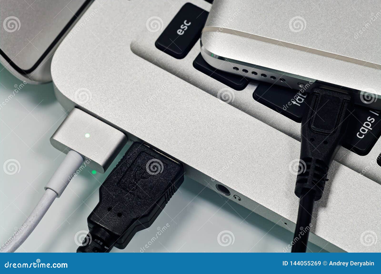 Connection Smartphone with a Usb Cable To Laptop. Stock Image - Image ...