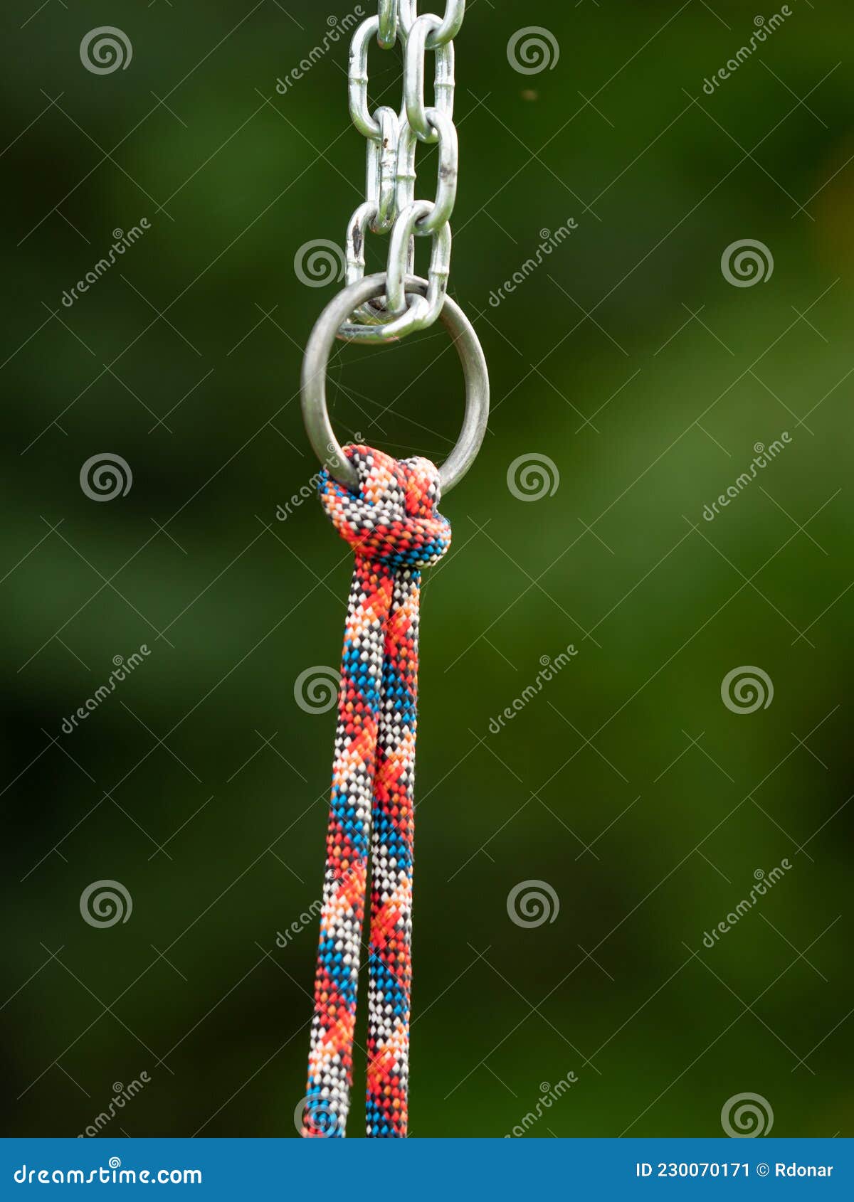 Connection of a Steel Chain and Hemp Rope on a Climbing Frame Stock ...