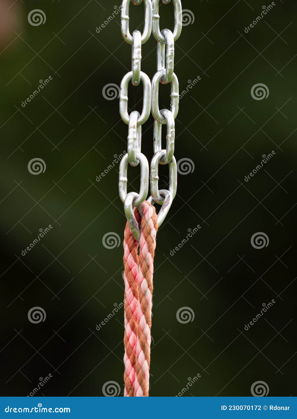 Connection of a Steel Chain and Hemp Rope on a Climbing Frame Stock ...