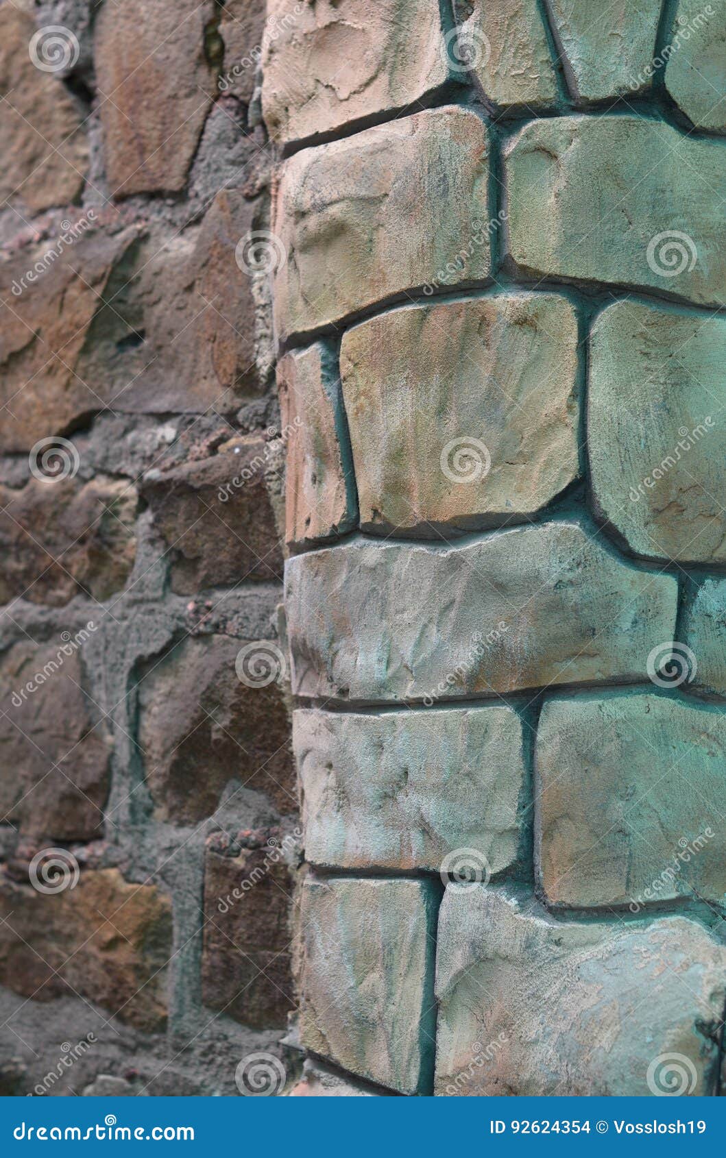 Connection of stone walls. stock photo. Image of types - 92624354