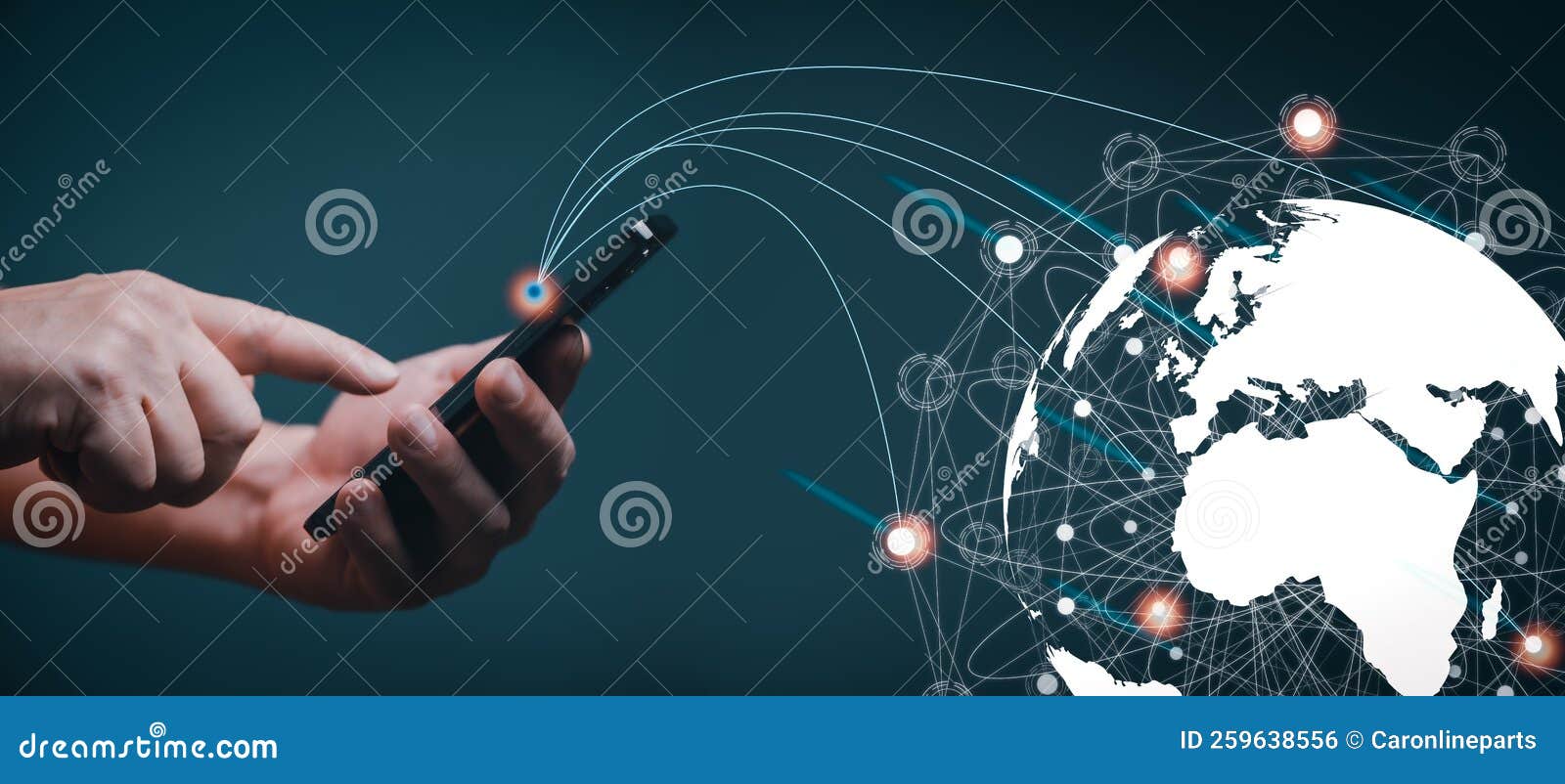 Connection Technologies Background, Human Finger Touching on Global ...