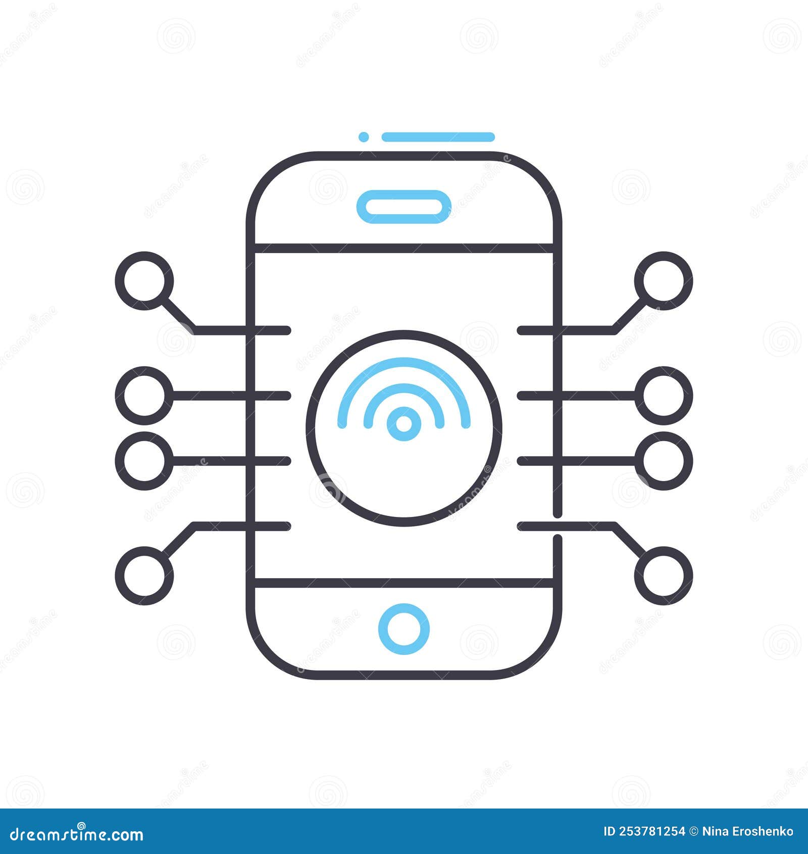 Connection Technology Line Icon, Outline Symbol, Vector Illustration ...