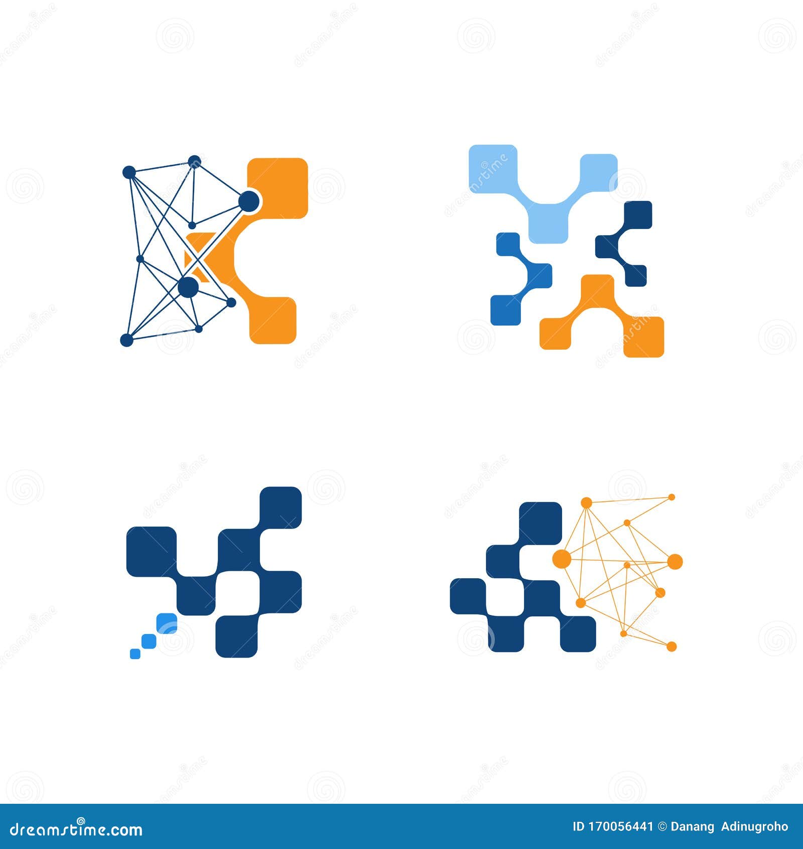 Connection Technology Logo Icon Set, Internet Logo Template Stock ...