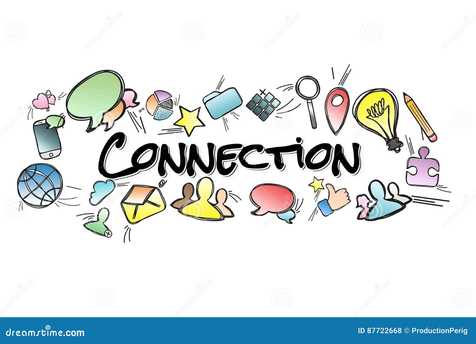 Connection Title Isolated on a Background and Surounded by Multi Stock ...