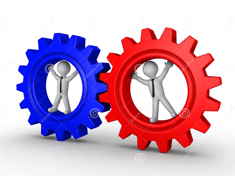 Connection of Two Different Cog Teams Stock Illustration - Illustration ...