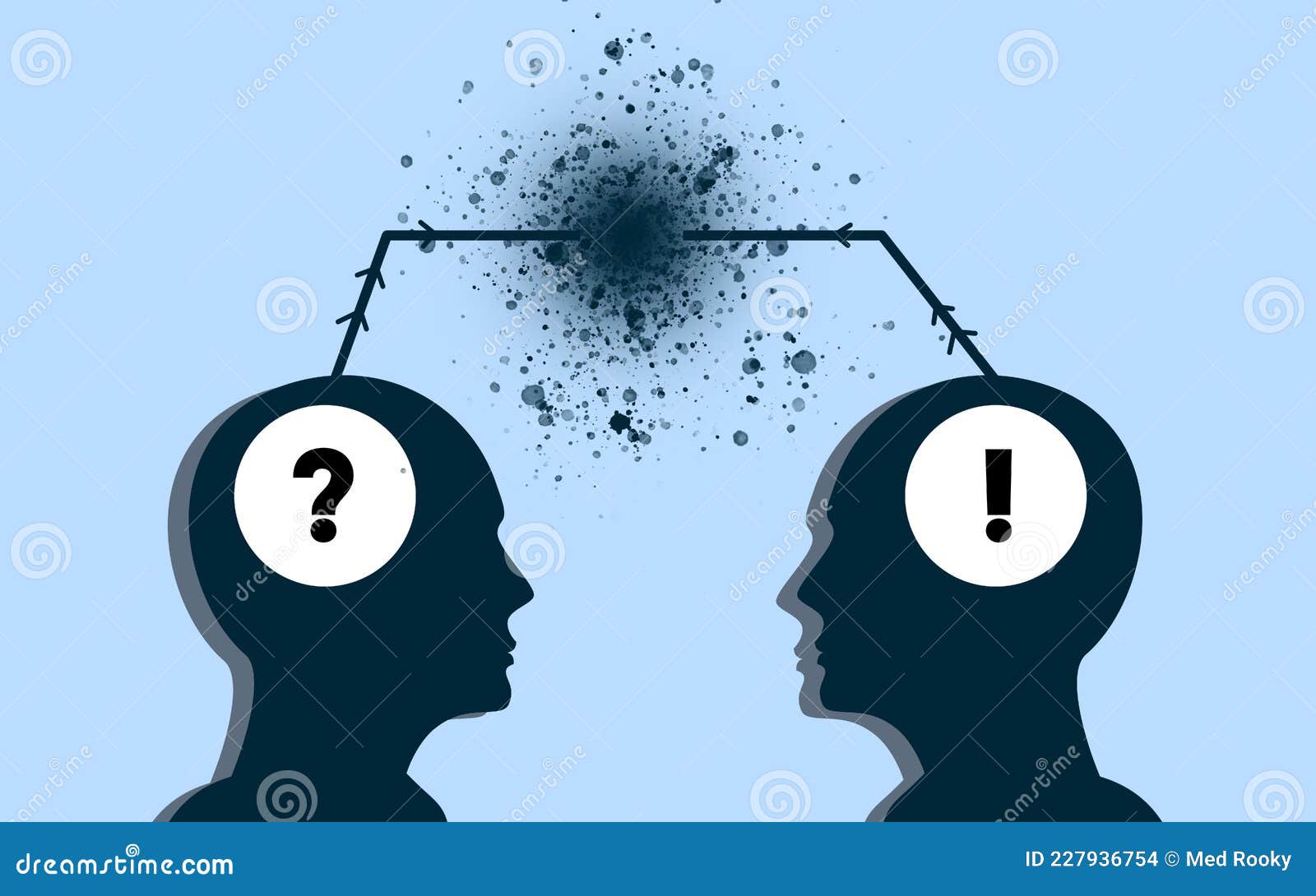 Connection between Two Person`s Thoughts with Question Mark and ...