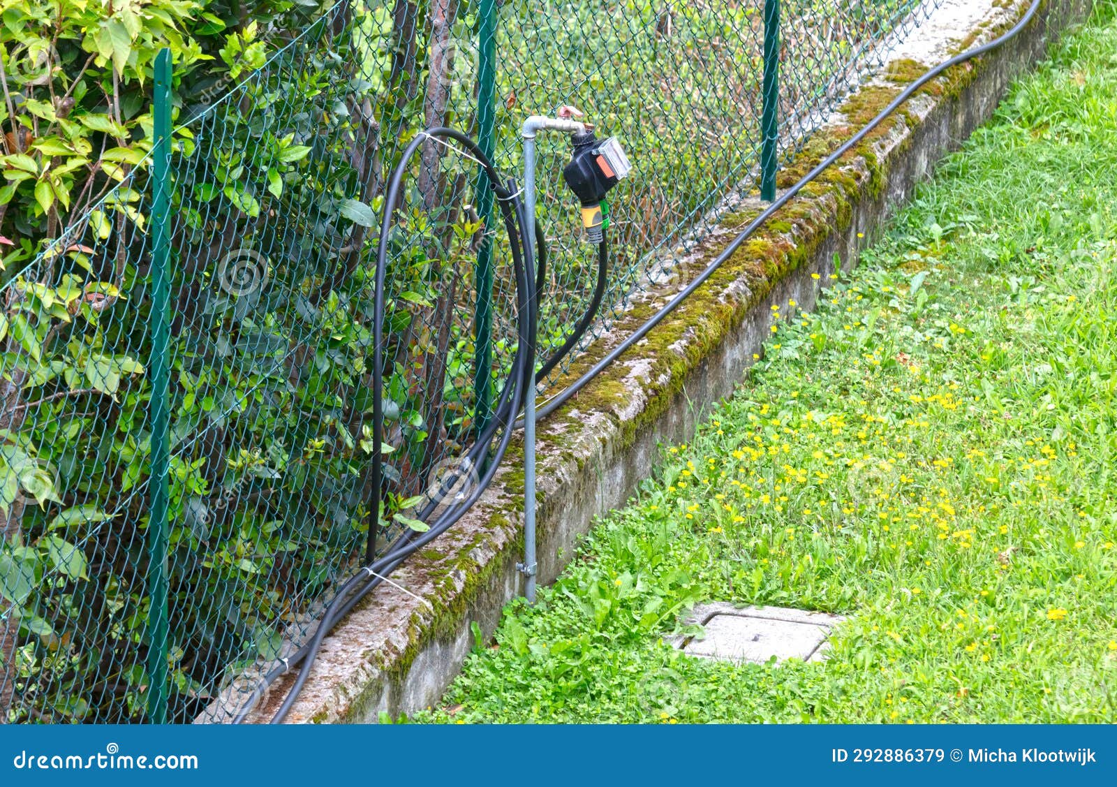 Connection for a Waterhose in a Garden Stock Image - Image of long ...