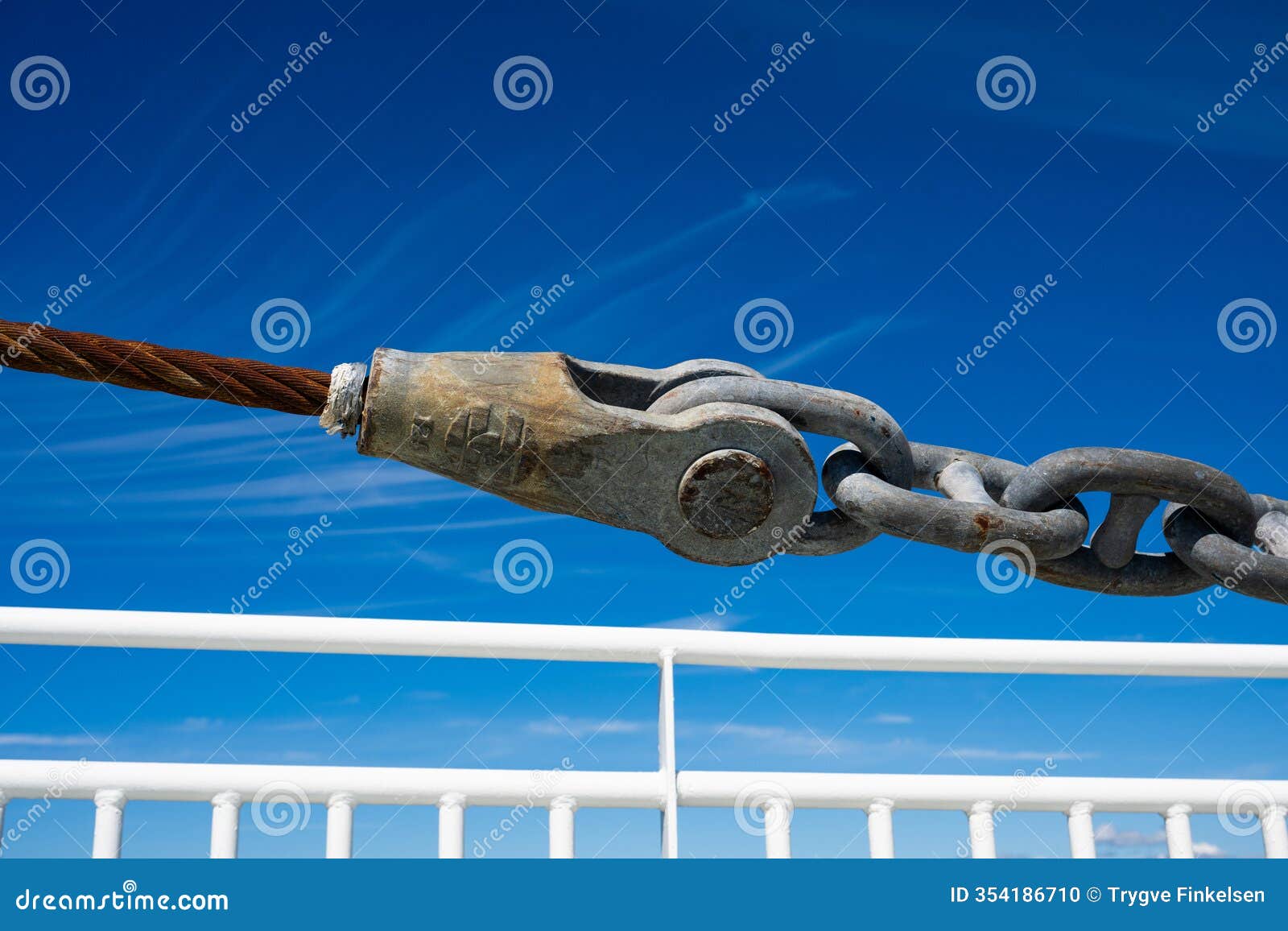 Connection between Wire and Anchor Chain.. Stock Photo - Image of ...
