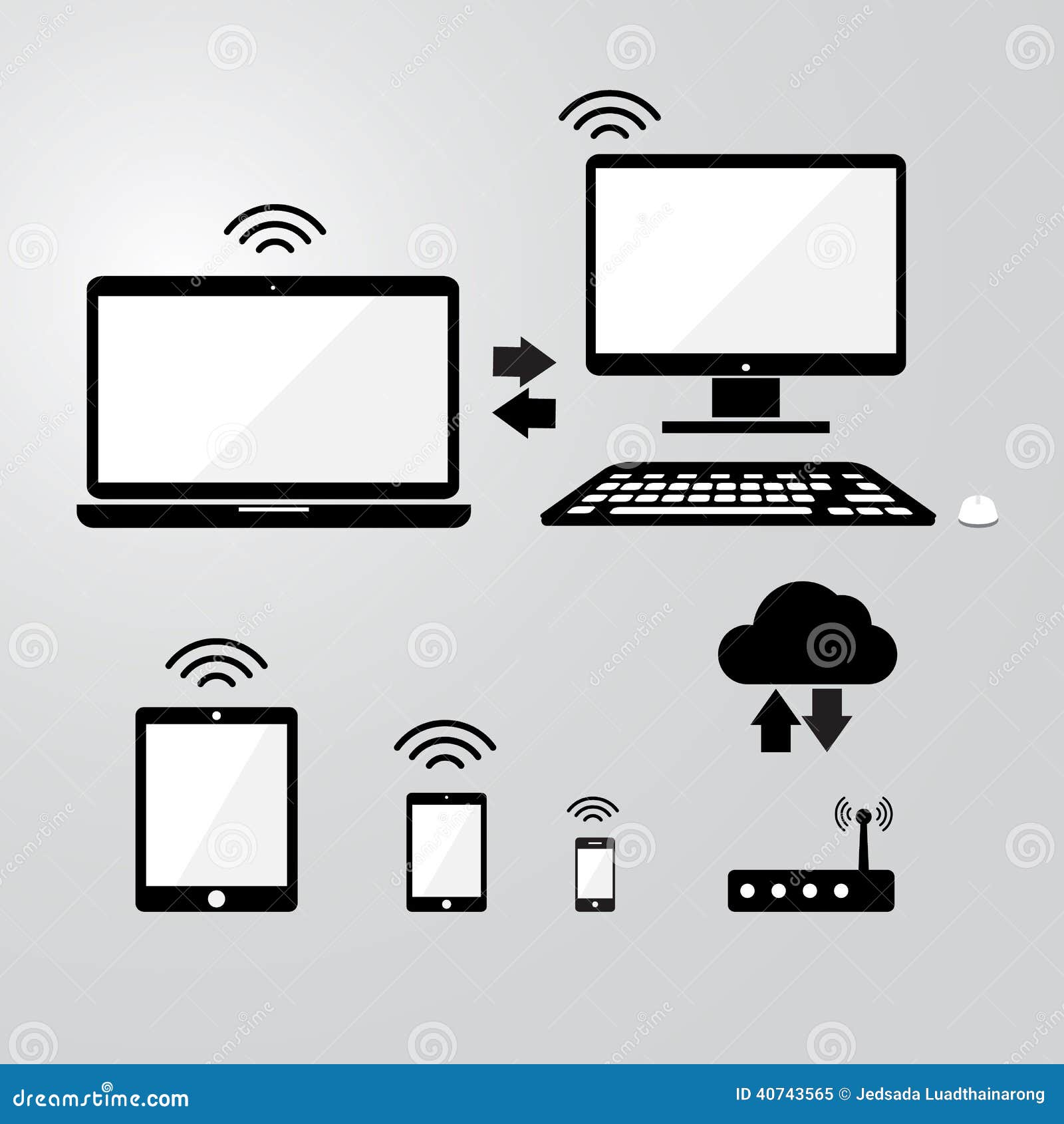 Wireless Devices Line Icons Collection. Bluetooth, WiFi, Hotspot ...