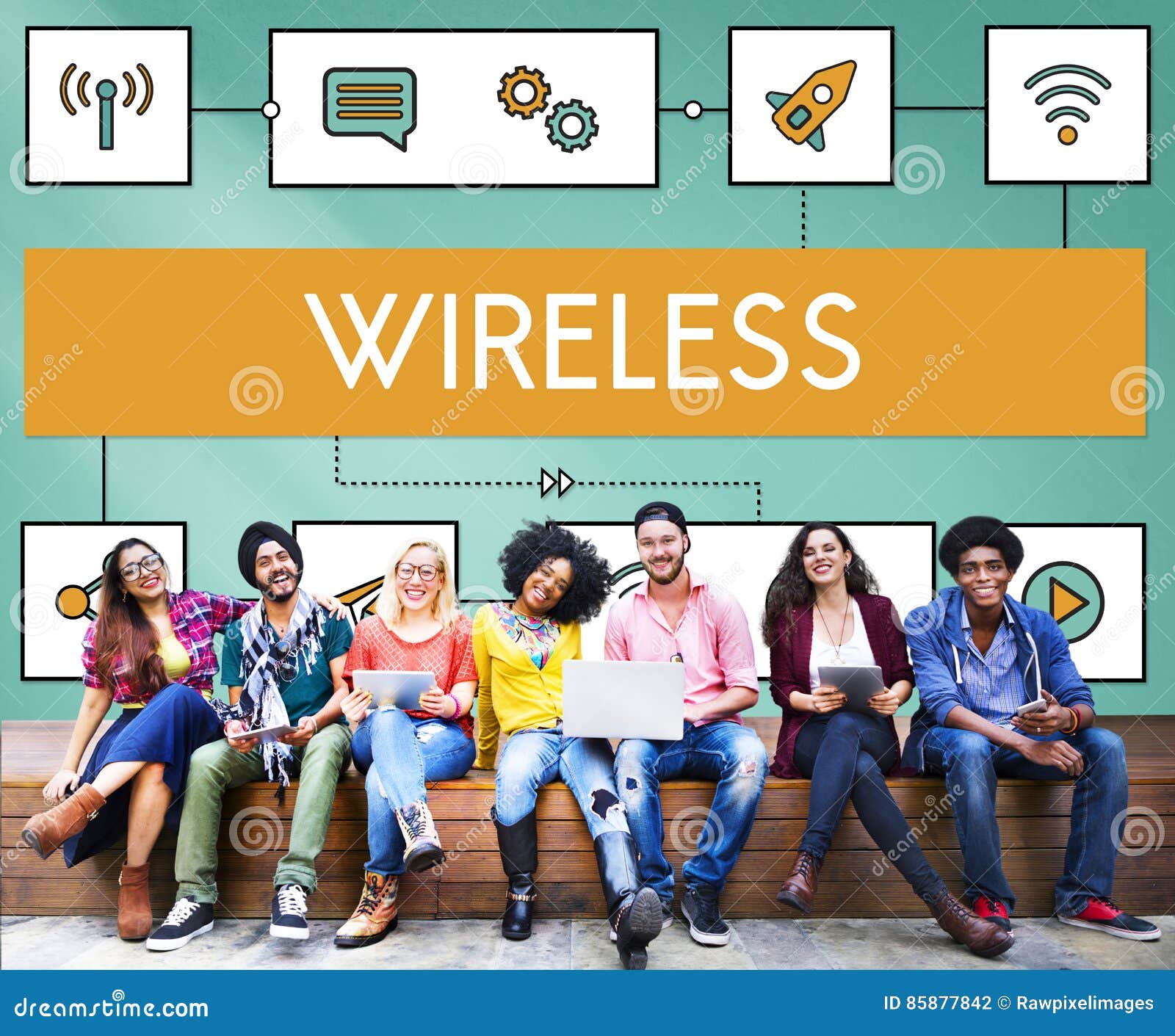 Connection Wireless Online Transmission Transfer Concept Stock Photo ...