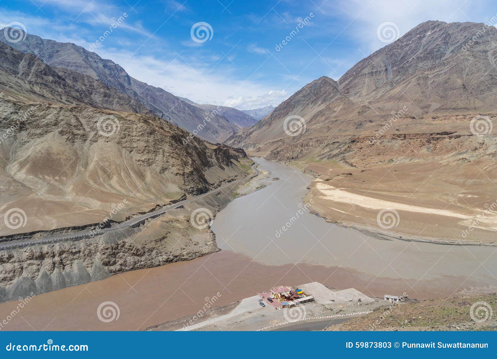 The Connection of Zanskar River and Indus River Stock Image - Image of ...