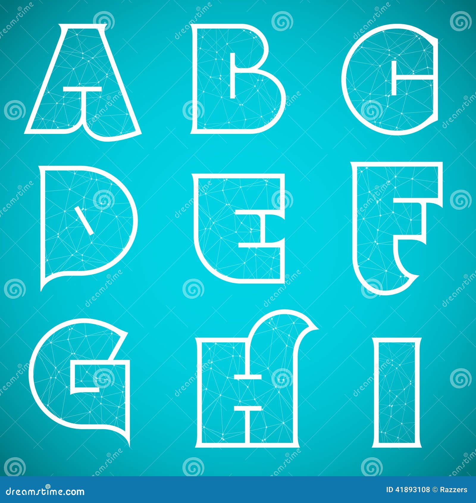 Connections Alphabet Vector Font Set 1 a To I Stock Vector ...