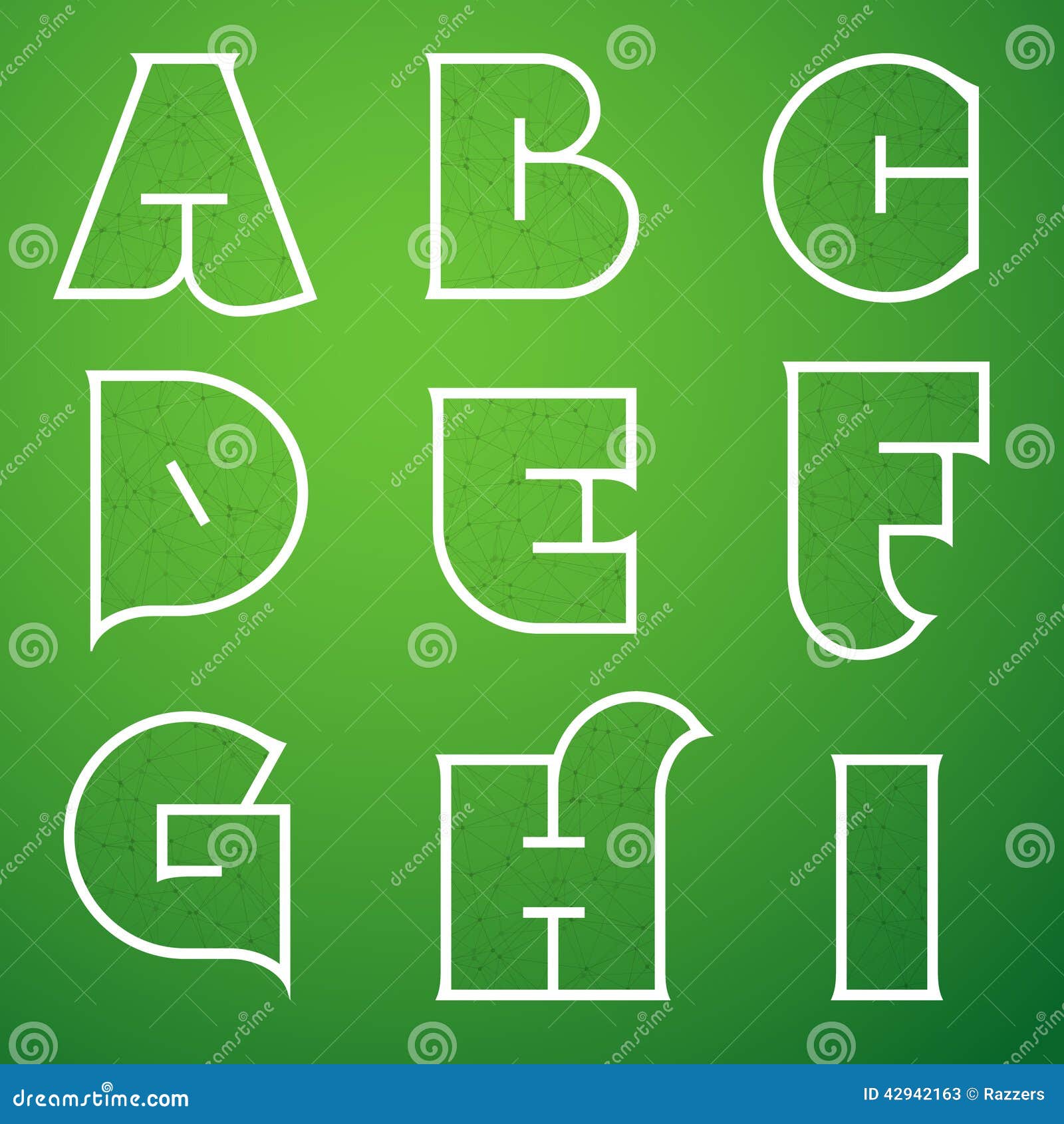 Connections Alphabet Vector Font Set 1 a To I Stock Vector ...