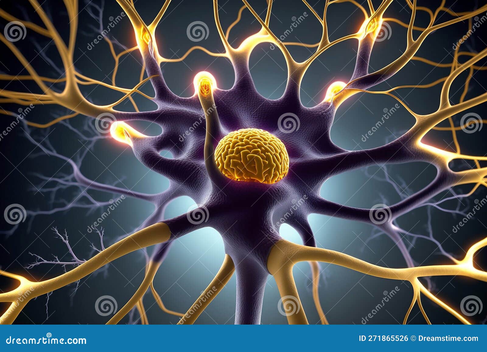 Connections in the Brain, Active Synapses with Discharges, Illustration ...