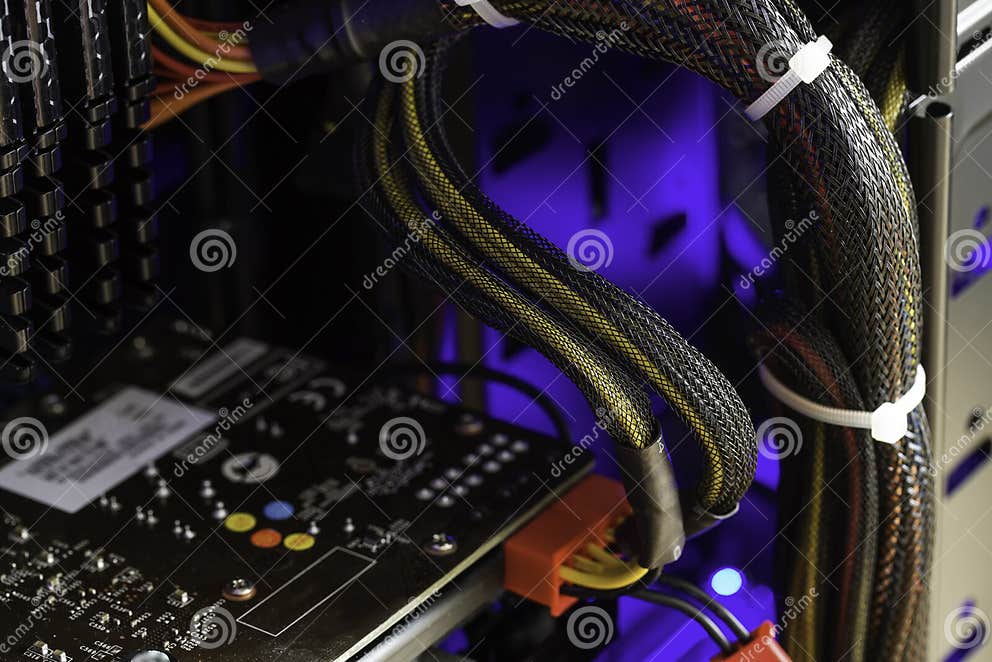 Detail of Modern Computer Cables Connections Stock Image - Image of ...