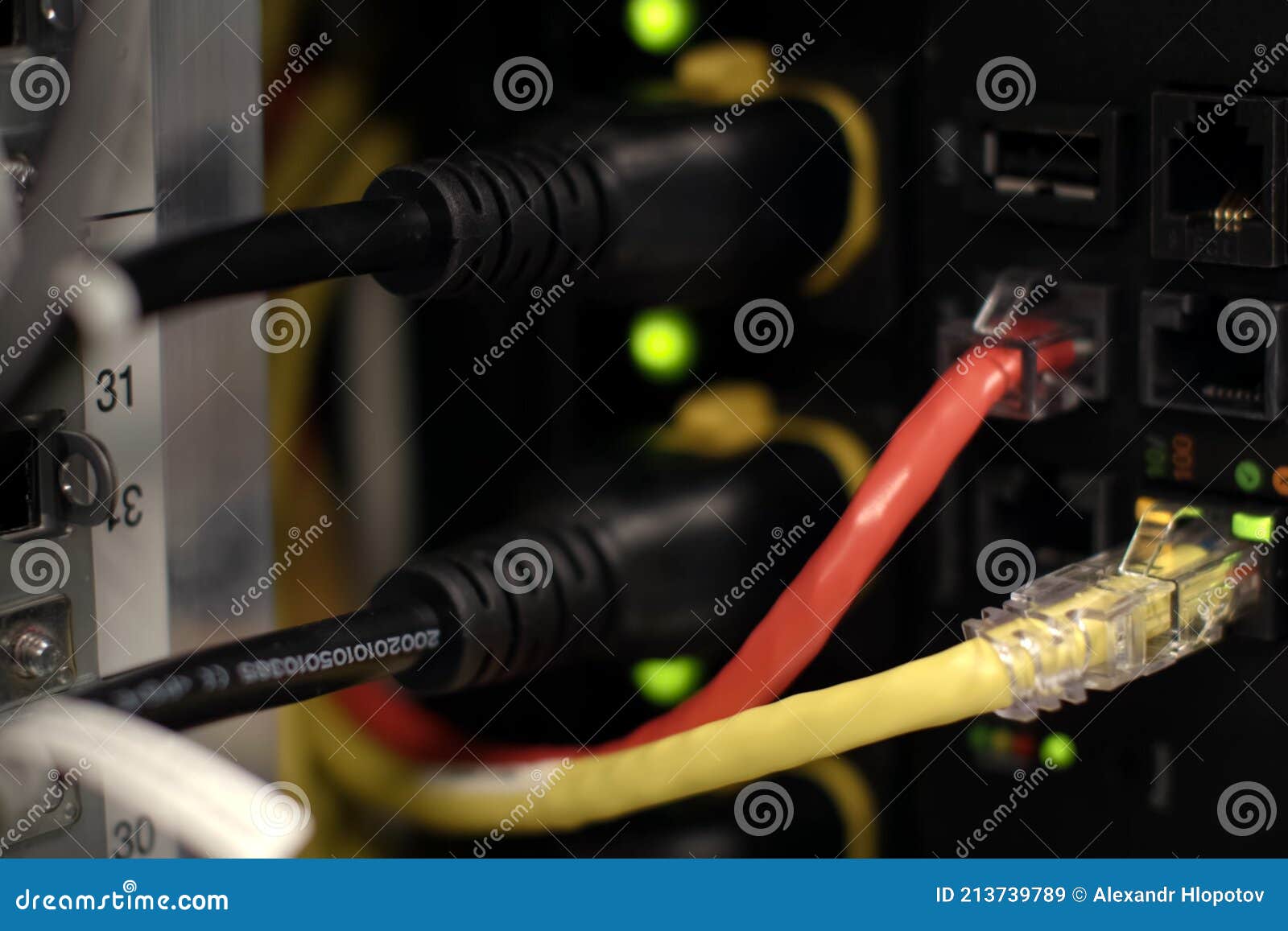 Connections of Internet Cables with Servers. Stock Image - Image of ...