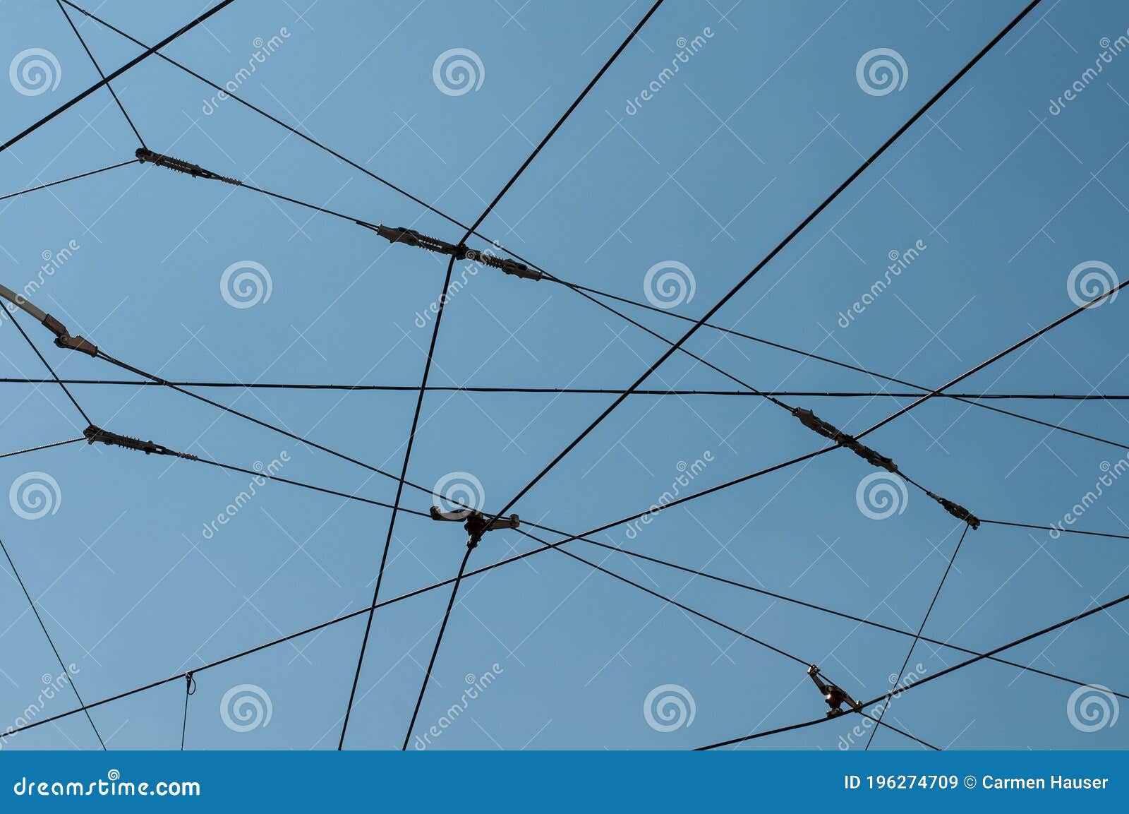 Connections of Steel Cables with Deep Blue Sky Stock Image - Image of ...
