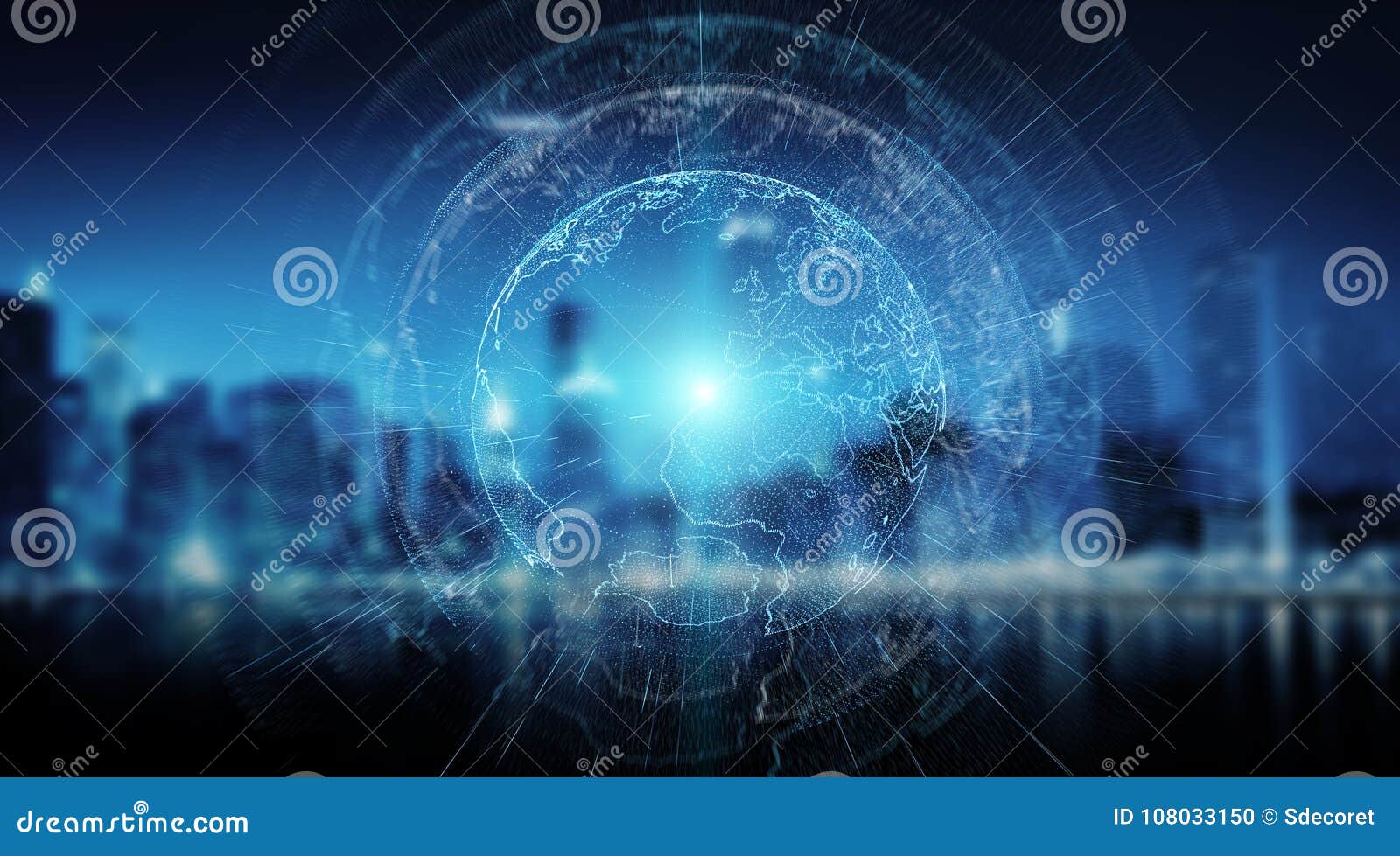 Connections System Global World View 3D Rendering Stock Illustration ...