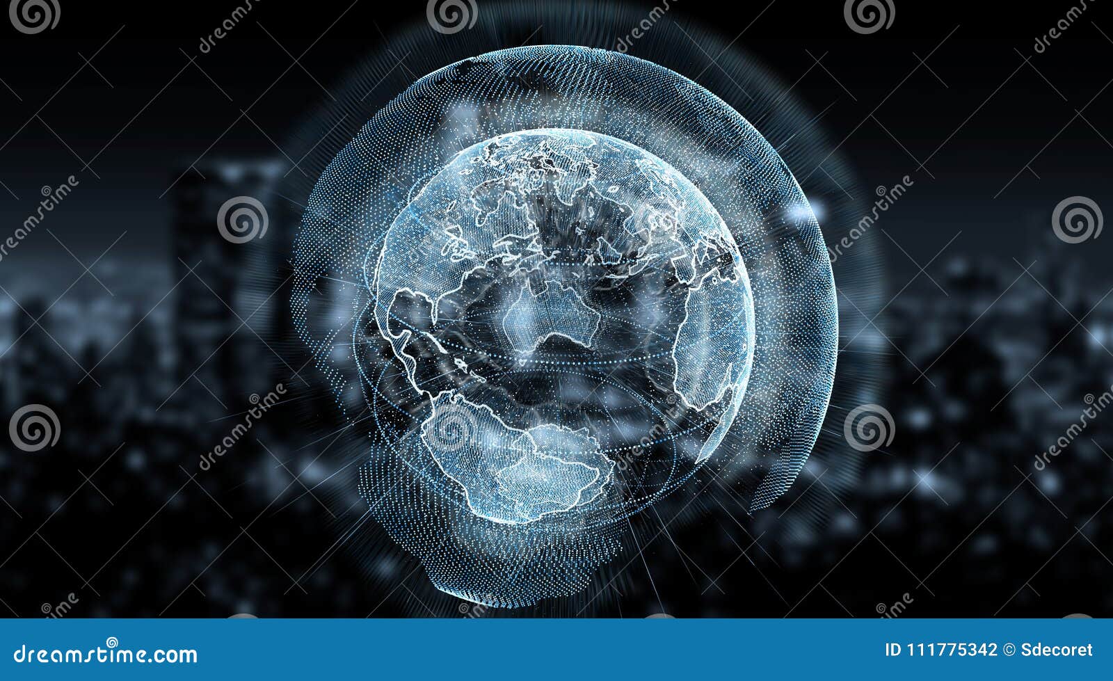 Connections System Global World View 3D Rendering Stock Illustration ...