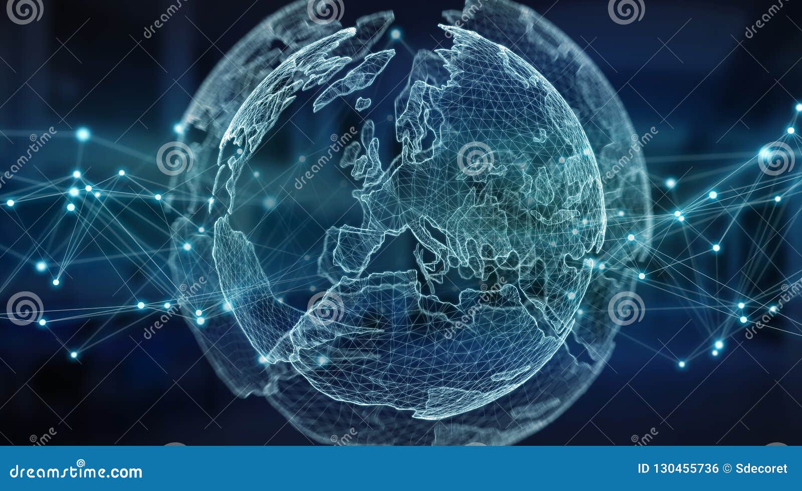 Connections System Global World View 3D Rendering Stock Illustration ...