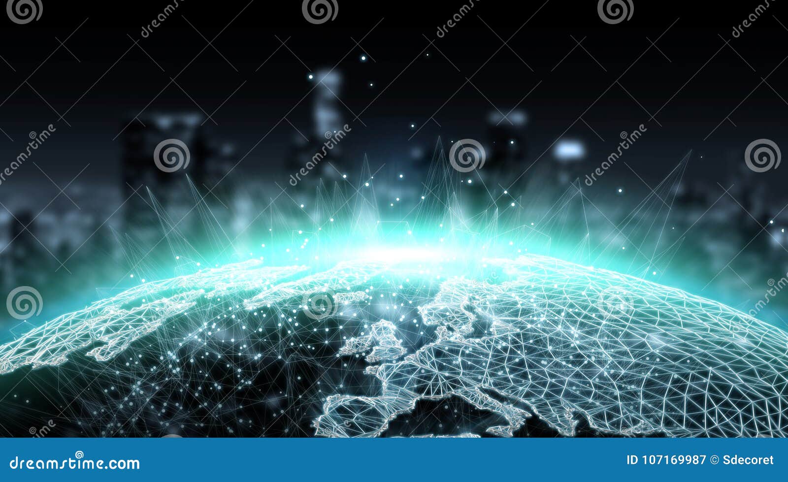 Connections System Global World View 3D Rendering Stock Illustration ...