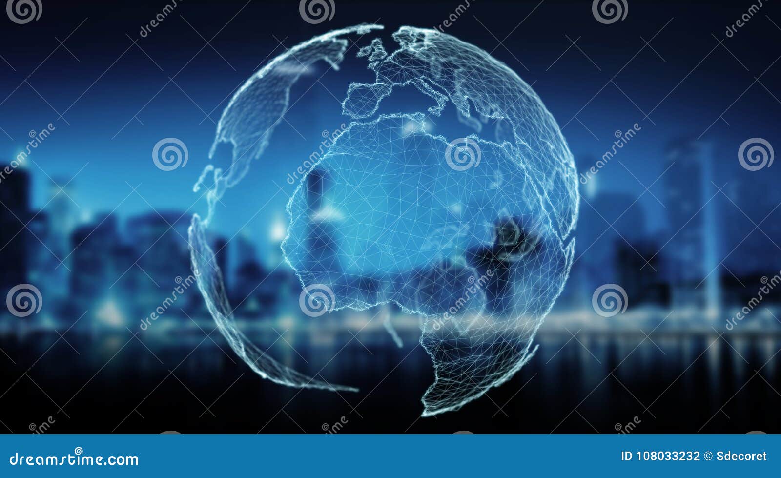 Connections System Global World View 3D Rendering Stock Illustration ...