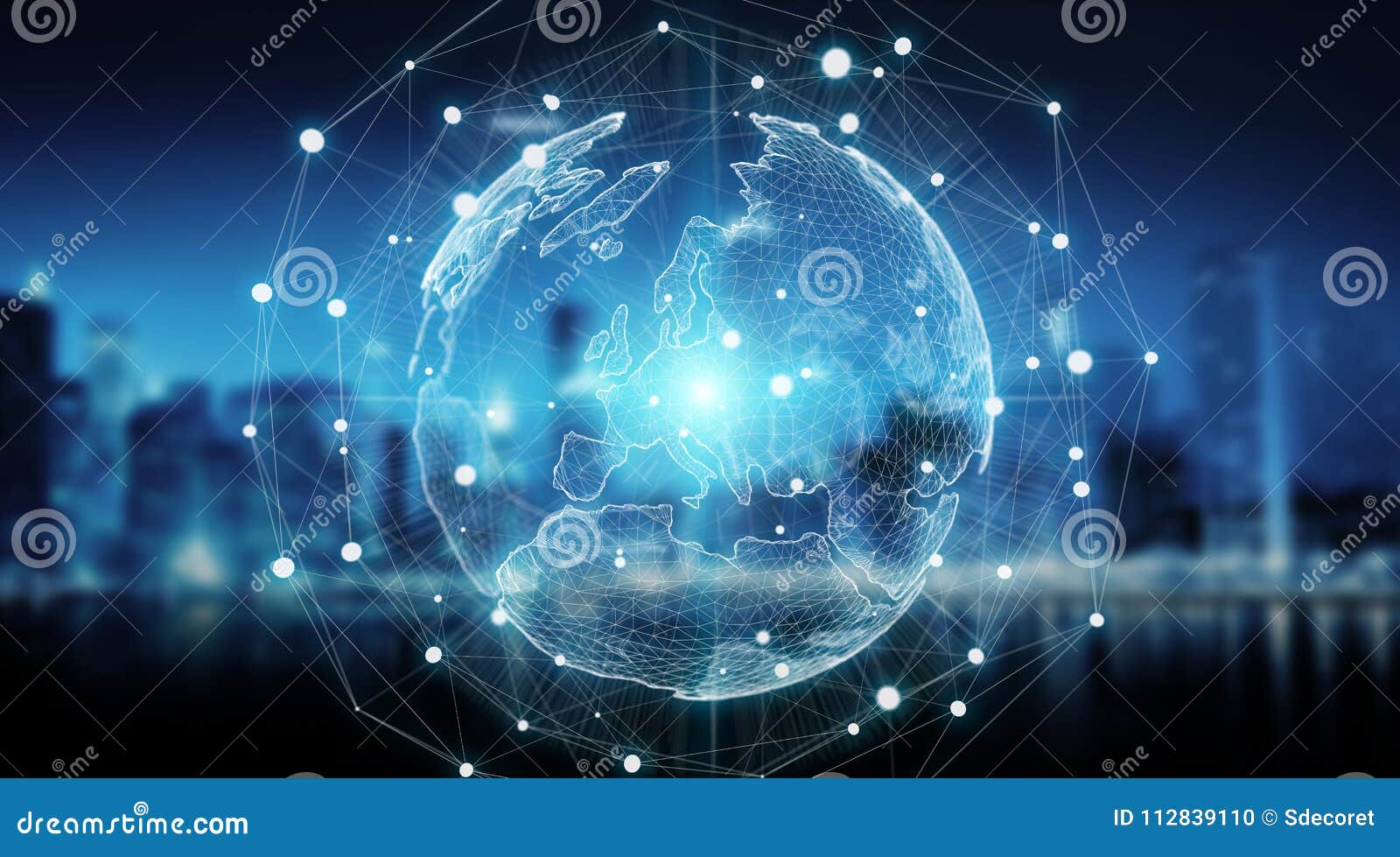 Connections System Global World View 3D Rendering Stock Illustration ...