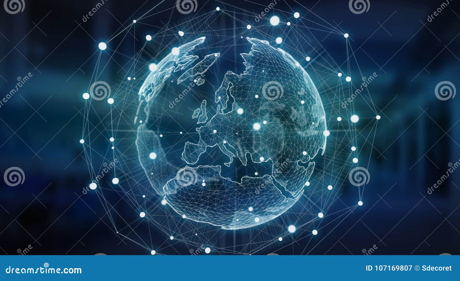 Connections System Global World View 3D Rendering Stock Illustration ...