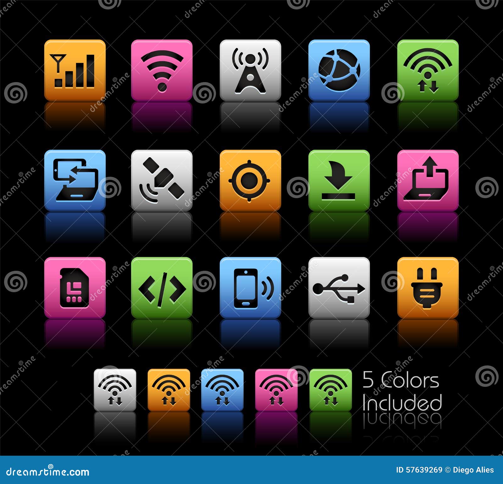 Connectivity Icons stock vector. Illustration of magenta - 57639269