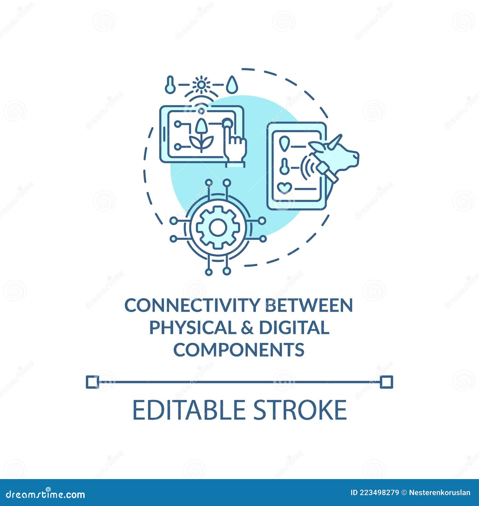 Connectivity between Physical and Digital Components Concept Icon Stock ...