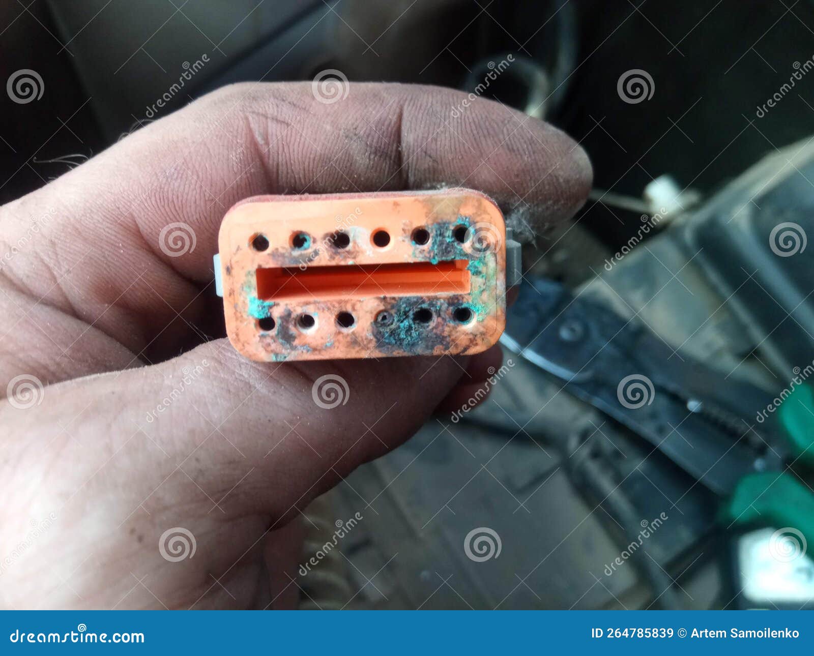 Connector pin corrosion stock image. Image of finger - 264785839