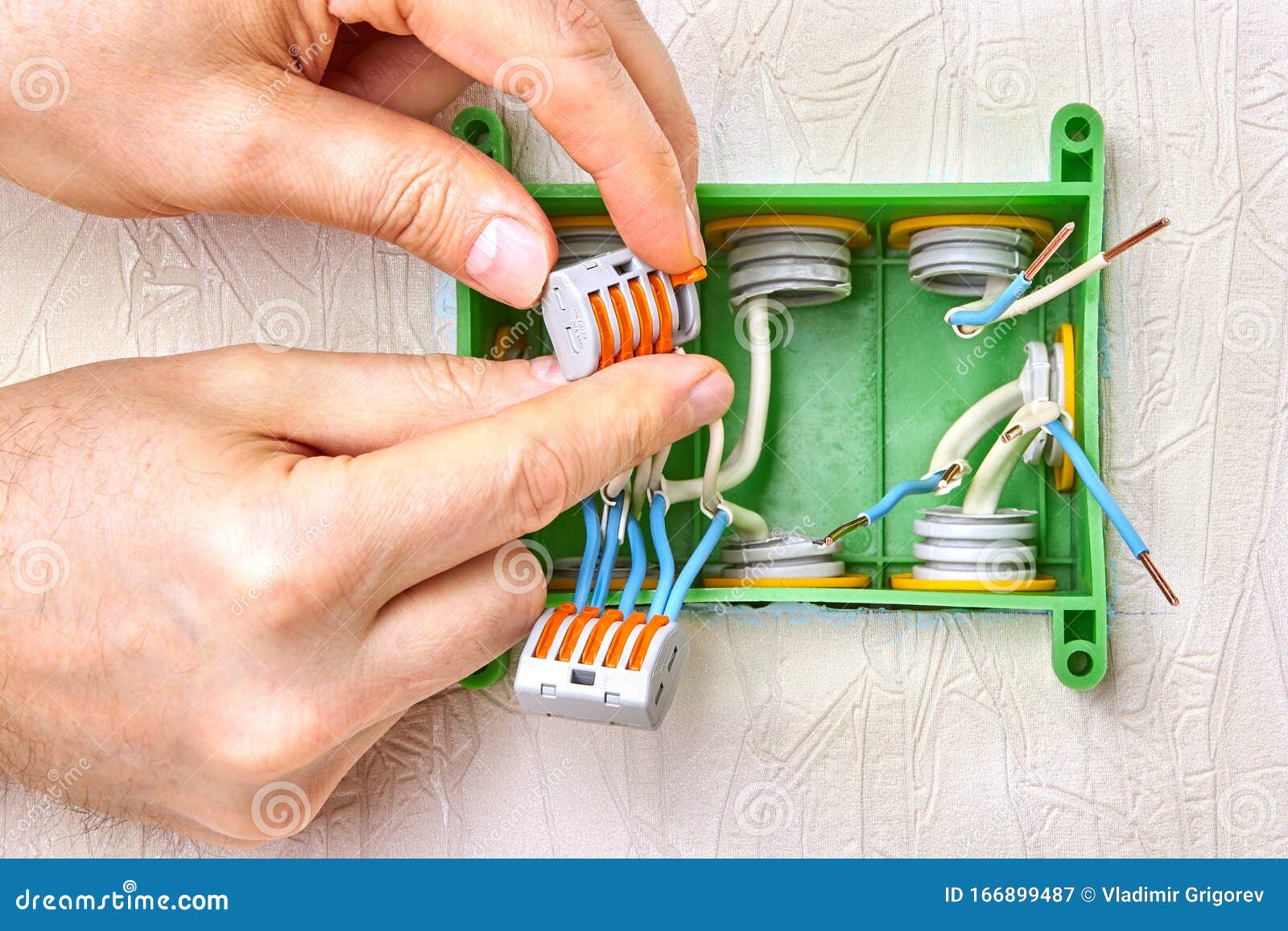 Connector for Splicing Electrical Wires Inside Box Stock Image - Image ...