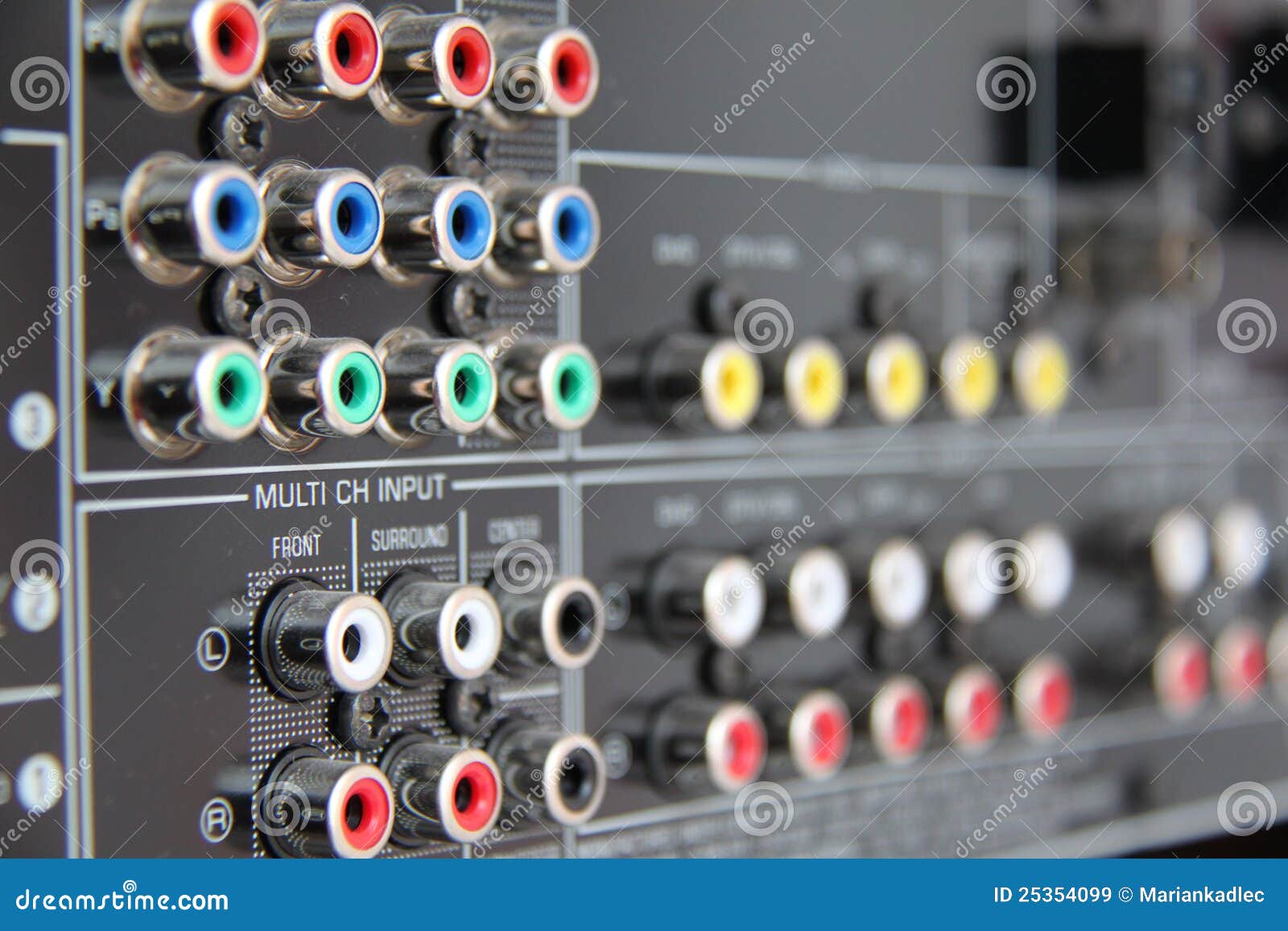 Connectors on the AV Receiver Stock Image - Image of photograph ...