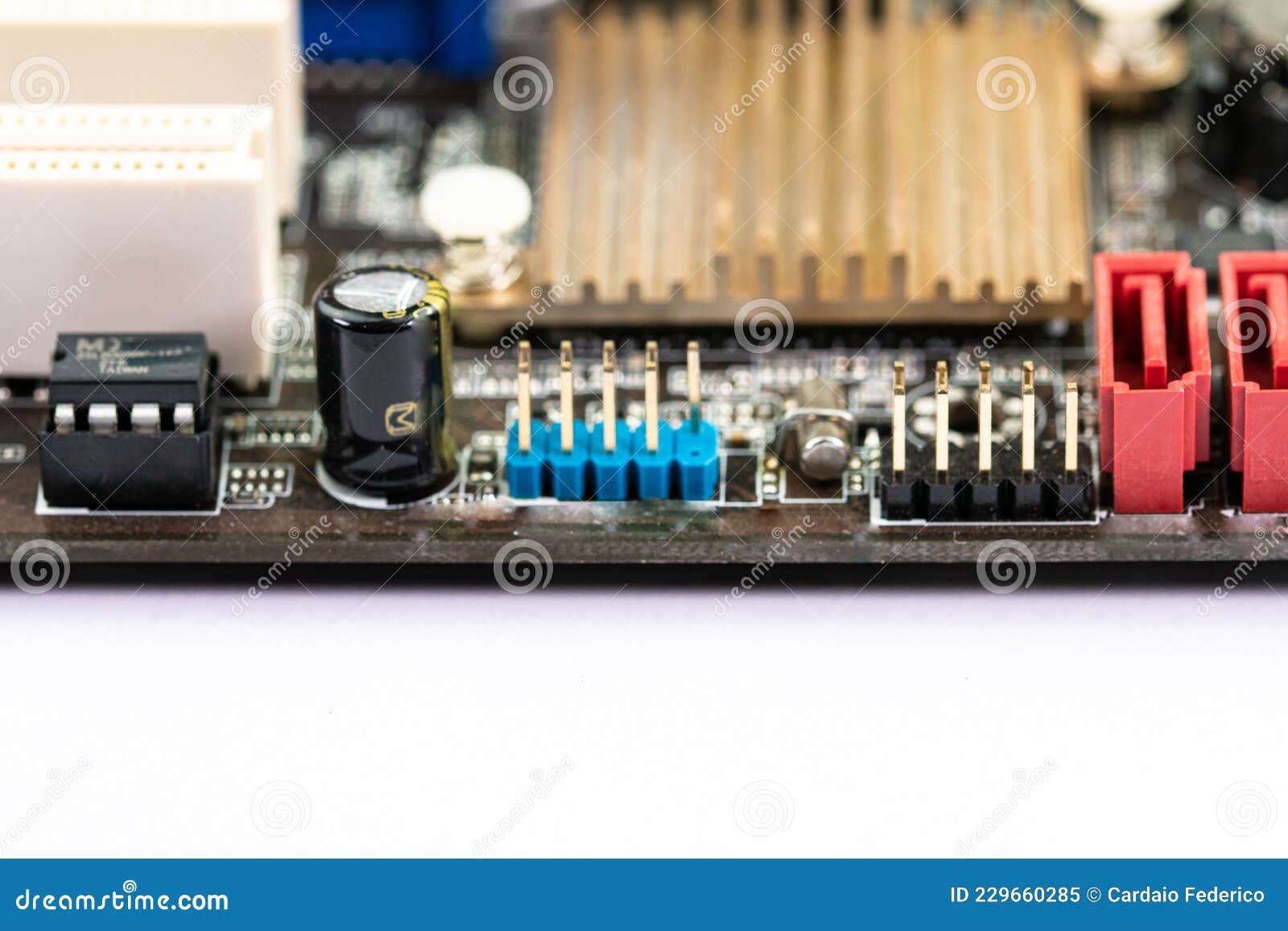 Connectors of a Computer Motherboard Stock Image - Image of micro, data ...